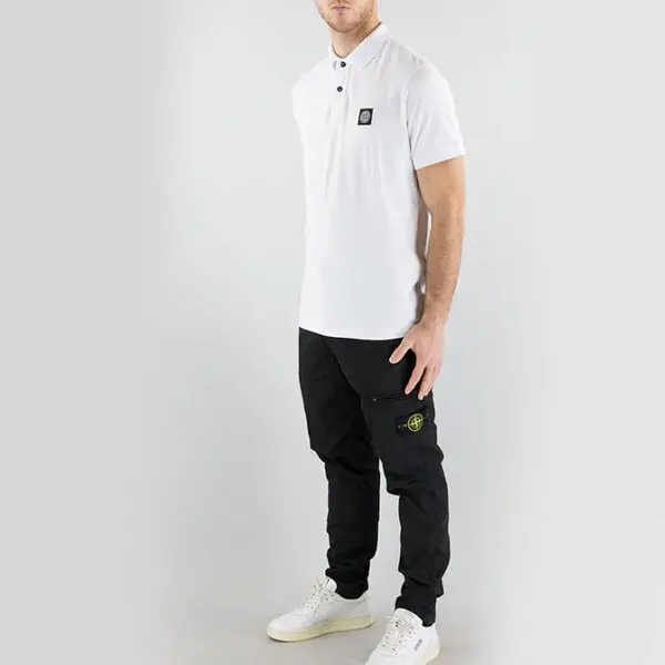 Stone Island Compass-patch Short-sleeved Polo Shirt - White