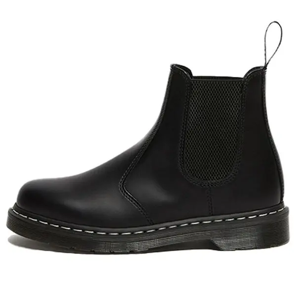 Dr. Martens 2976 White Stitch Leather Chelsea Boots - Black