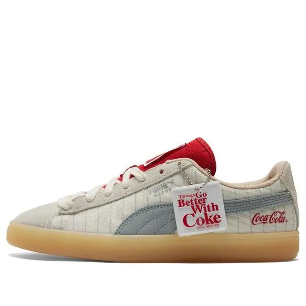 PUMA Coca-cola X Suede "slate Pinstripes" Lace Up Sneakers - White/beige/red