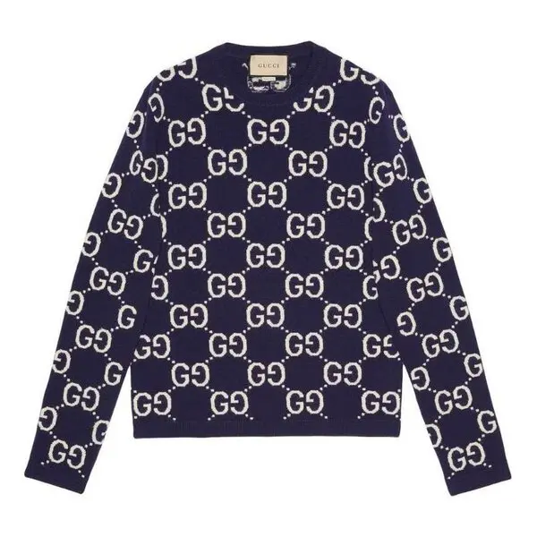 Gucci Gg Wool Jacquard Pullover - Blue