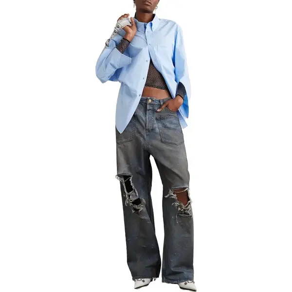 Balenciaga Patched Pockets Wide Leg Jeans