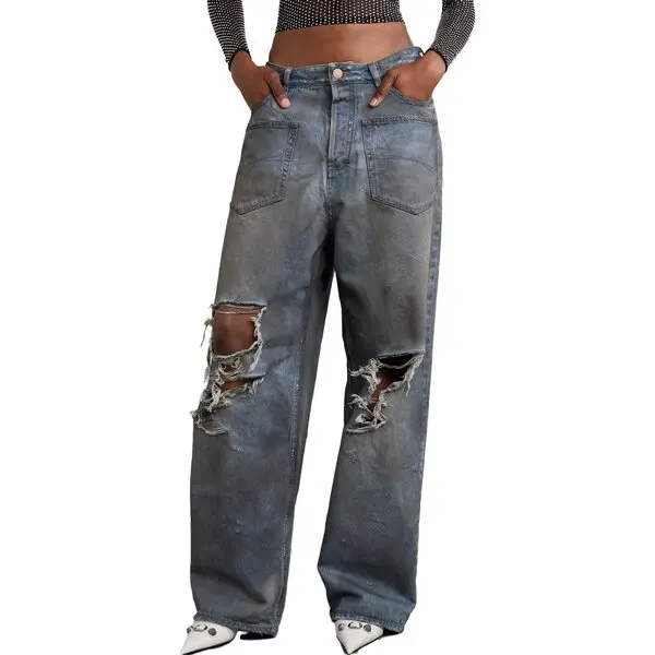 Balenciaga Patched Pockets Wide Leg Jeans