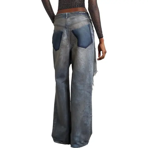 Balenciaga Patched Pockets Wide Leg Jeans