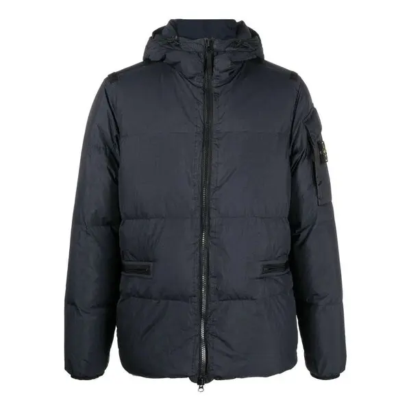 Stone Island Crinkle Reps Down Jacket - Navy