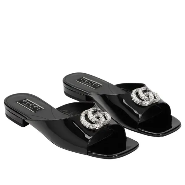 Gucci Gg Patent Leather Slides