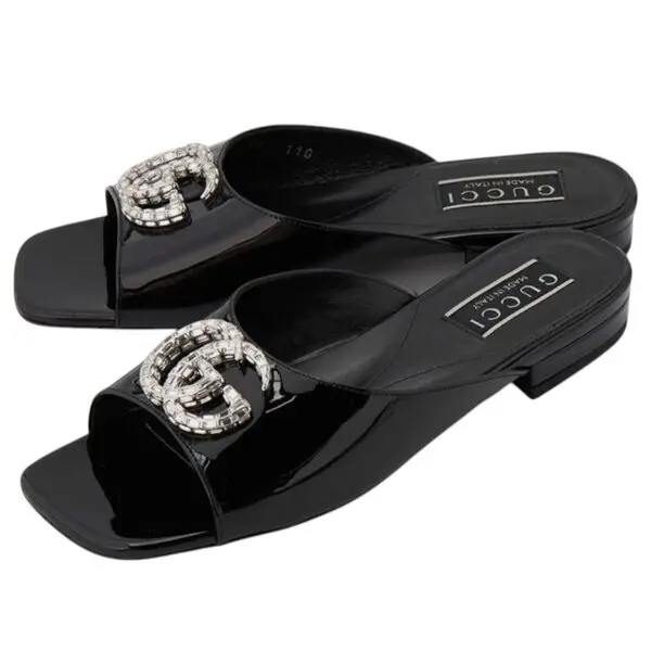 Gucci Gg Patent Leather Slides