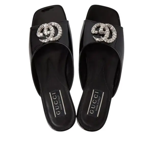 Gucci Gg Patent Leather Slides