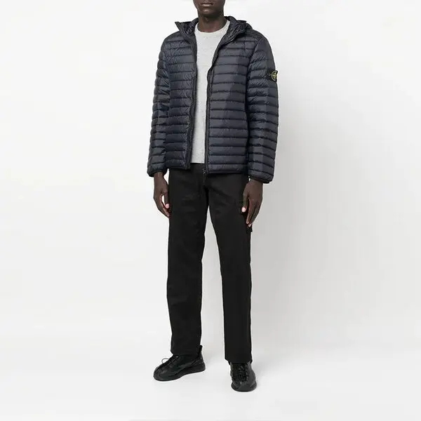 Stone Island Quilted Hooded Down Jacket - Black