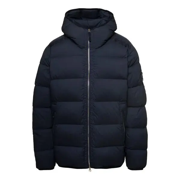 Stone Island Compass Patch Zip-up Puffer Jacket - Navy
