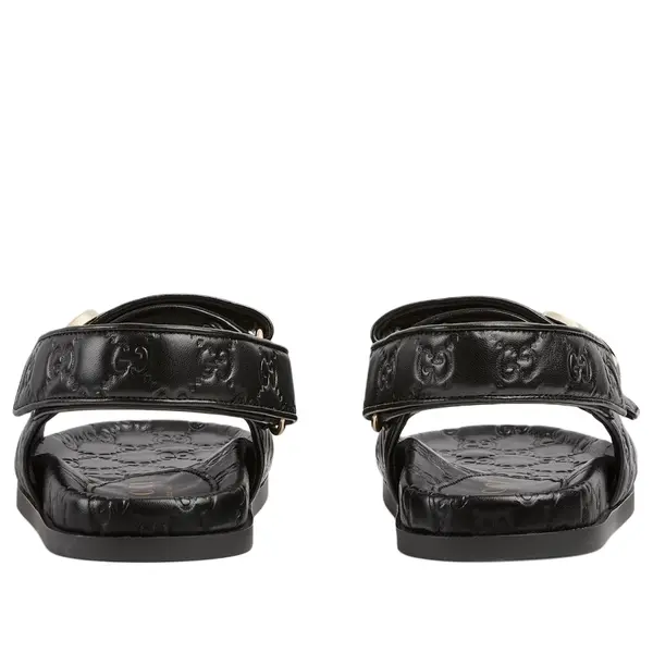 Gucci Double G Leather Sandals - Black