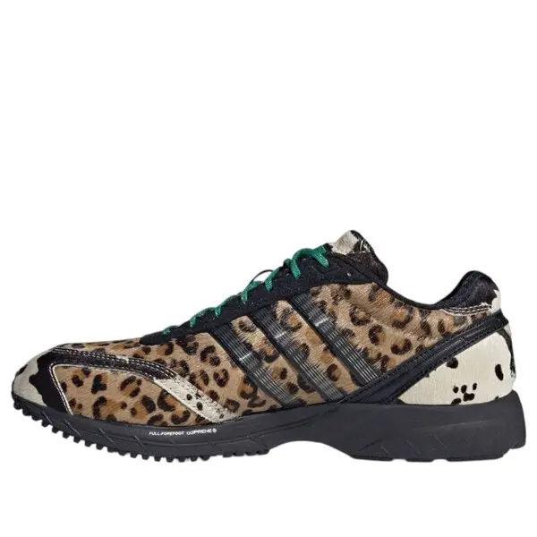 Adidas Adizero Adios 1 Leopard Print Lace-up Sneakers - Core Black/core Black-off White