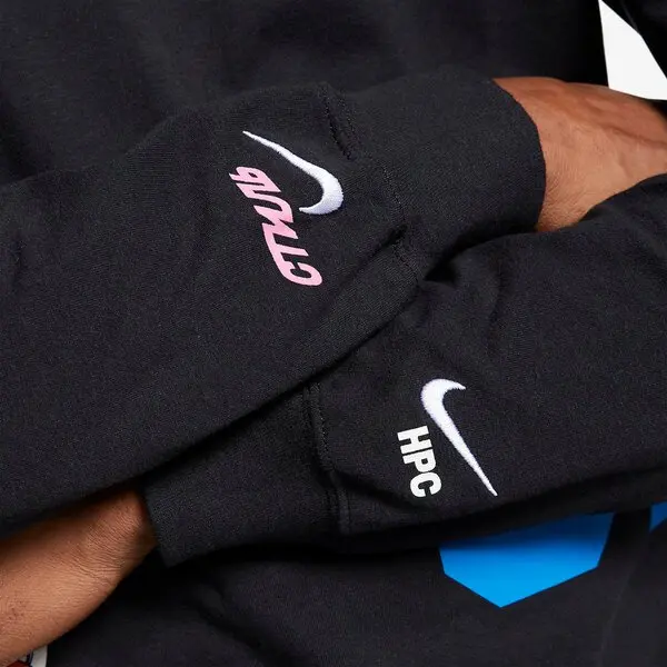 Nike Long Sleeve Tee With Graphic Accents - Black/multi-color