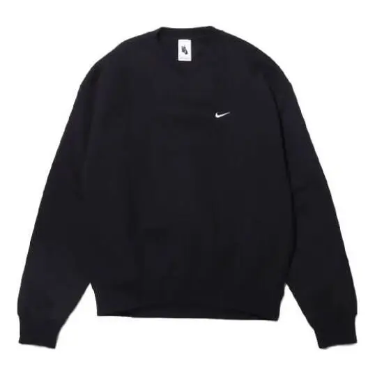 Nike Lab Fleece Crew Solid Color Stay Warm Sports Round Neck Pullover - Black