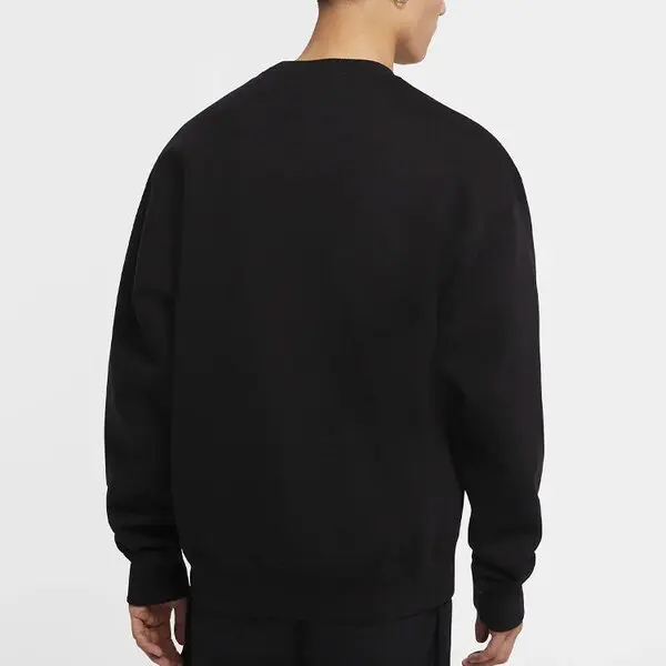 Nike Lab Fleece Crew Solid Color Stay Warm Sports Round Neck Pullover - Black