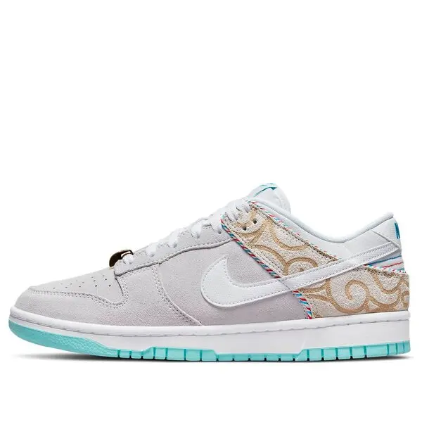 Nike Dunk Low Se "barbershop" Sneakers - Gray/white/blue