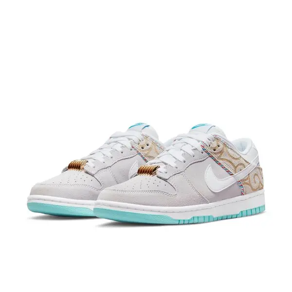Nike Dunk Low Se "barbershop" Sneakers - Gray/white/blue