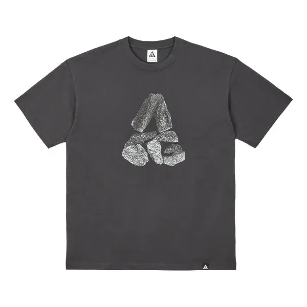Nike X Series Minimalistic Alphabet Logo Printing Round Neck Loose Casual Short Sleeve Dark Grey T-shirt - Multi-color