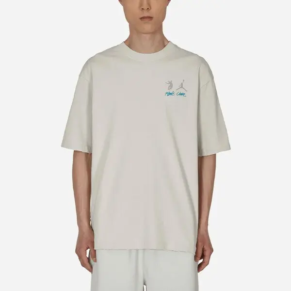 JORDAN X Union Crossover Solid Color Breathable Logo Round Neck Short Sleeve Us Edition Gray
