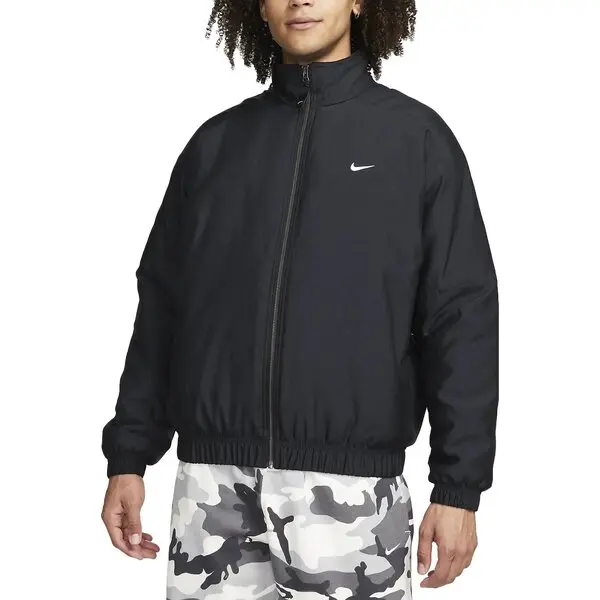Nike Solo Swoosh Satin Bomber Jacket - Black/white