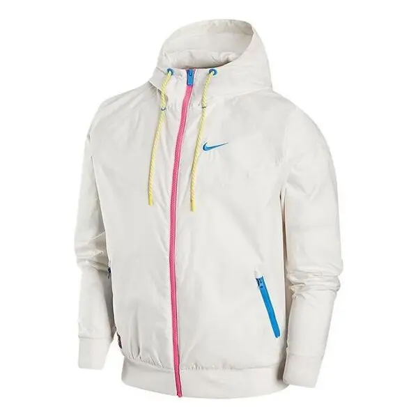 Nike Hooded Windbreaker Jacket - White/blue/yellow