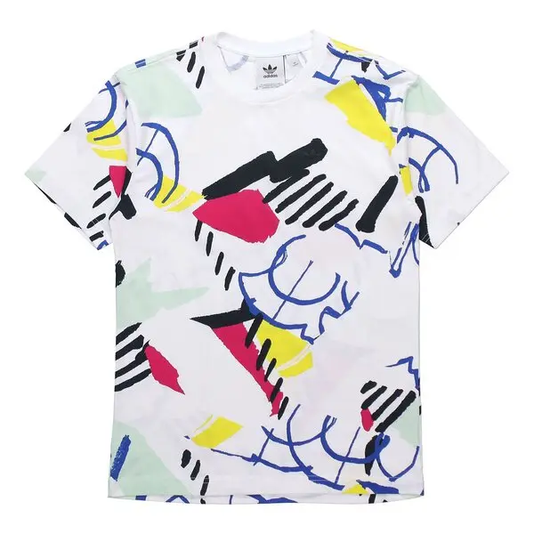 Adidas Originals Cozy Sports Printing Round Neck Short Sleeve - White