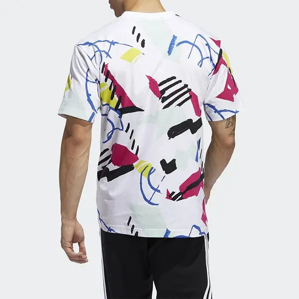 Adidas Originals Cozy Sports Printing Round Neck Short Sleeve - White