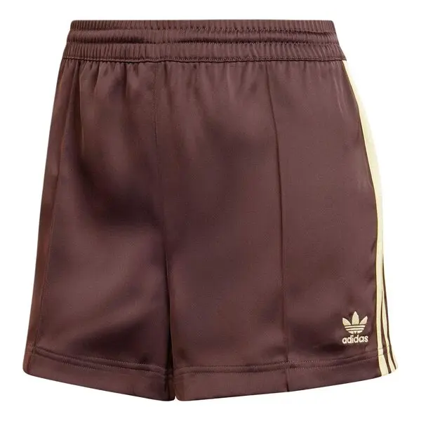 Adidas 3-stripes Satin Shorts - Shadow Brown