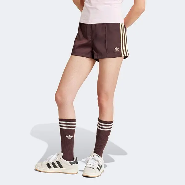 Adidas 3-stripes Satin Shorts - Shadow Brown
