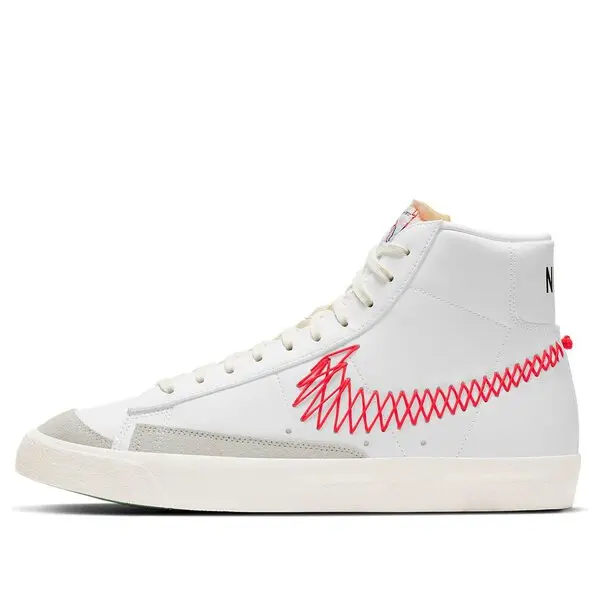 Nike Blazer Mid '77 Vintage Sneakers With Double Zig Zag Stitched Swoosh - White/red