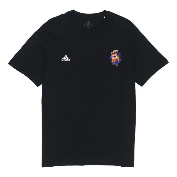 Adidas Beckham G T Athleisure Casual Sports Alphabet Round Neck Short Sleeve David Beckham No. 23 Black T-shirt - Multi-color