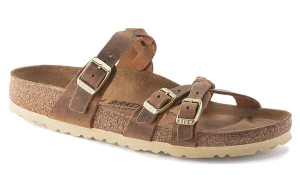 BIRKENSTOCK Franca Braided Natural Leather Oiled Sandals
