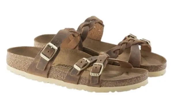 BIRKENSTOCK Franca Braided Natural Leather Oiled Sandals