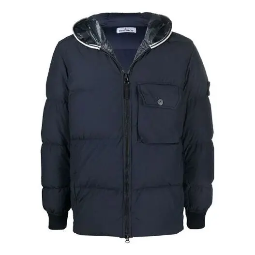 Stone Island Padded Zip-up Down Coat - Navy
