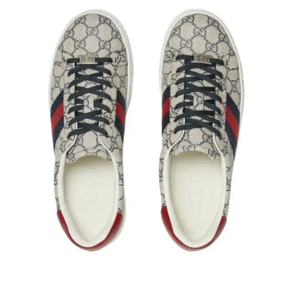 Gucci Ace Web Sneakers - Beige/navy