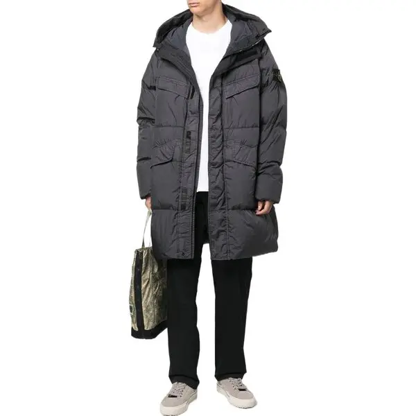 Stone Island Crinkle Reps Long Down Coat