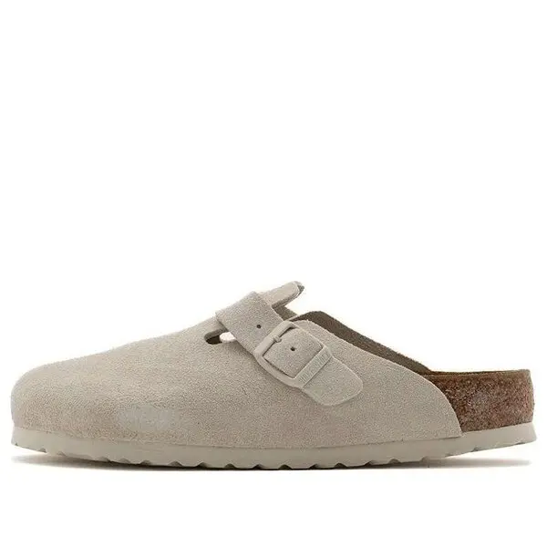 BIRKENSTOCK Boston Suede Leather Clogs - White