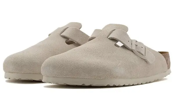BIRKENSTOCK Boston Suede Leather Clogs - White