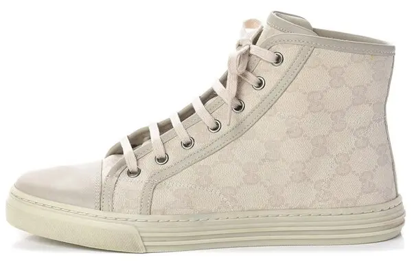 Gucci High Top Gg Logo Print Sneakers - Beige/white