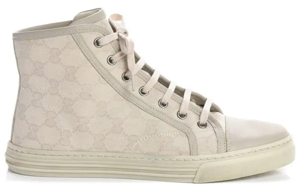 Gucci High Top Gg Logo Print Sneakers - Beige/white