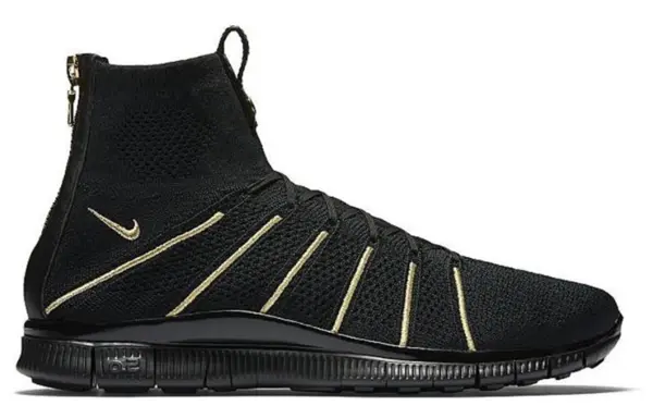 Nike Nikelab Free Mercurial Flyknit High Top Sneakers - Black/gold