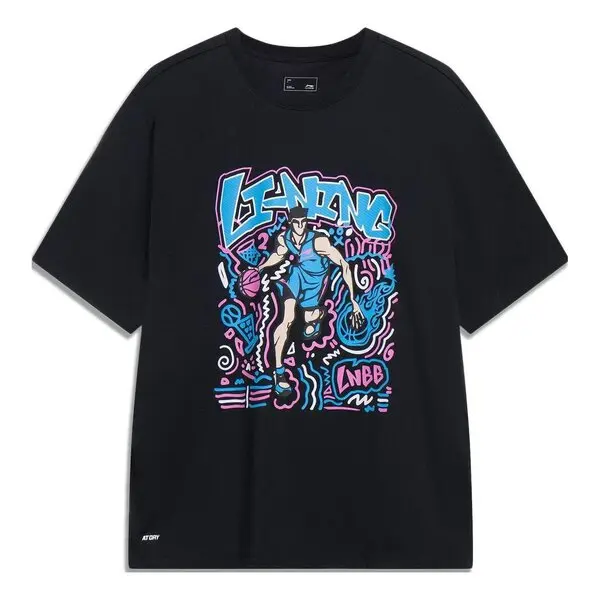 LI-NING Hoops Comics Graphic T-shirt 'black - Black/multi-color