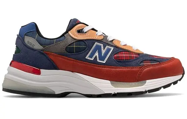 NEW BALANCE X Concepts 992 Made In Usa 'plaid' Sneakers - Red/blue
