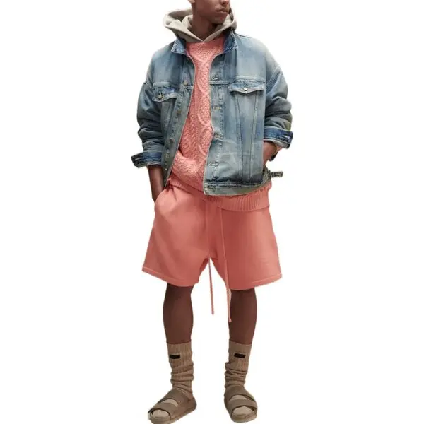 Fear Of God Heavyweight Fleece Wide-leg Shorts - Coral