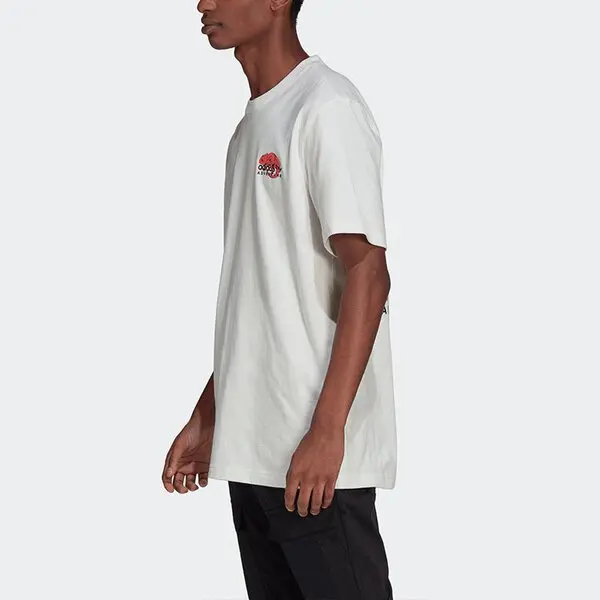 Adidas Originals Printing Pattern Sports Round Neck Short Sleeve White