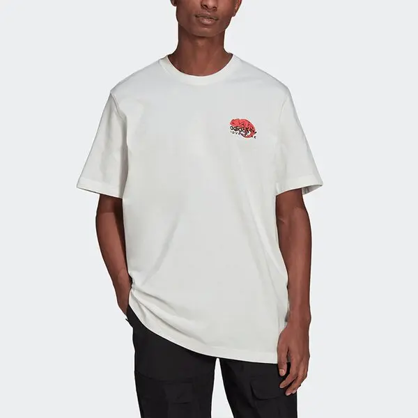 Adidas Originals Printing Pattern Sports Round Neck Short Sleeve White