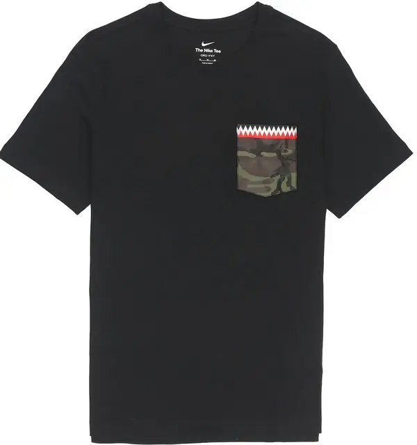 Nike Back Cartoon Devil Camouflage Pattern Printing Casual Round Neck Short Sleeve Black T-shirt - Multi-color