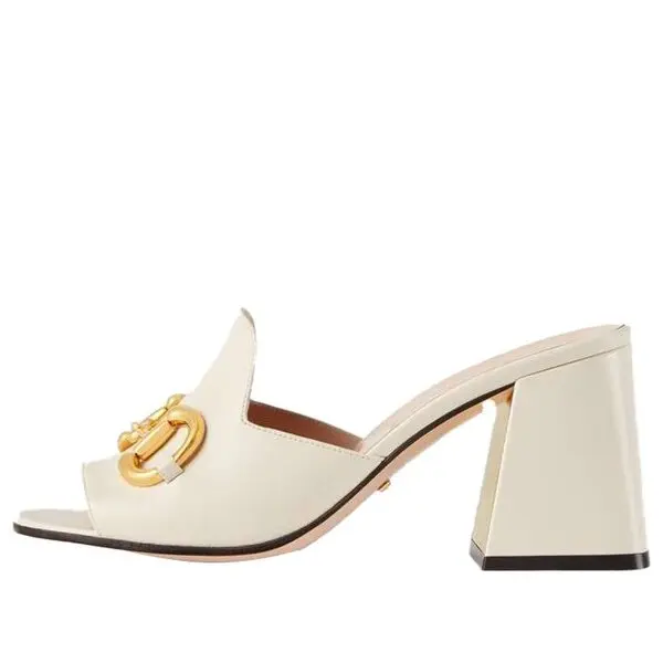 Gucci Horsebit Leather Slide Sandal - White