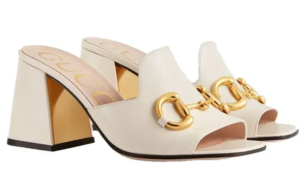 Gucci Horsebit Leather Slide Sandal - White