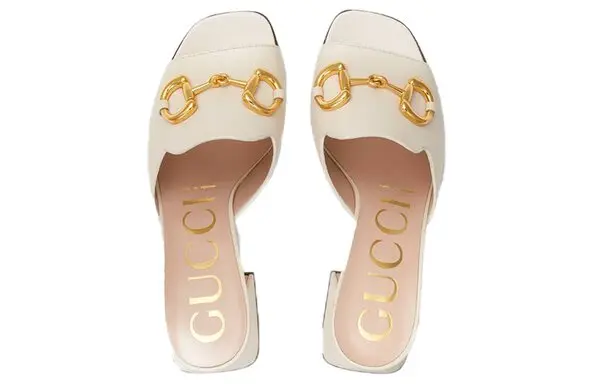 Gucci Horsebit Leather Slide Sandal - White