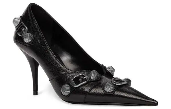 Balenciaga Black Arena Lambskin Cagole 90mm Pumps - Black/silver
